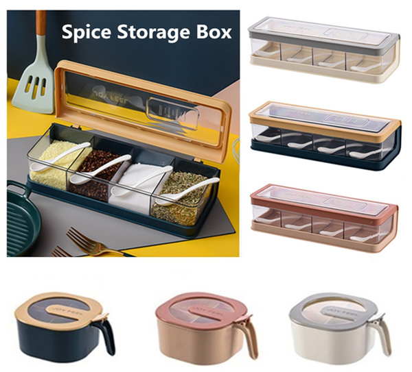 4 Lattice Straw Material Seasoning Tank Set Kitchen Dressage Seasoning ...