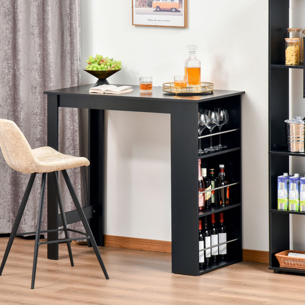 Modern Bar Table Counter Height Dining Table with 3-Tier Storage ...