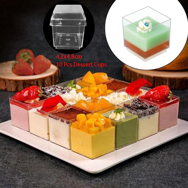 10pcs Disposable Dessert Cups Clear Plastic Mousse Cup for Pudding ...