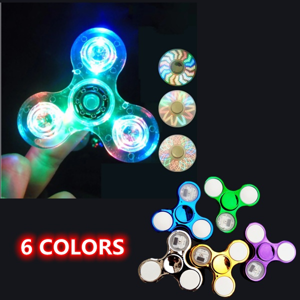 Luminous Led Light Fidget Spinner Crystal Led Light Finger Gyro Toy ...
