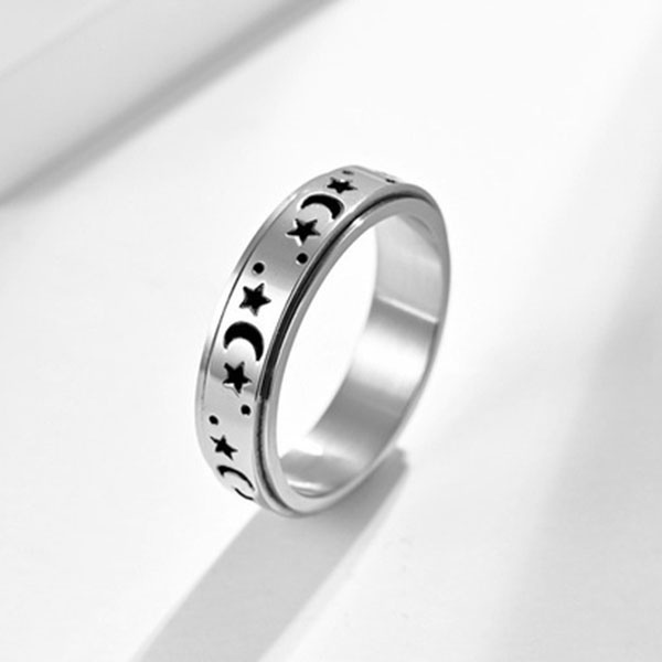 Stainless Steel Fidget Spinner Rings Moon Star Sun Fine Tuning Rotating ...