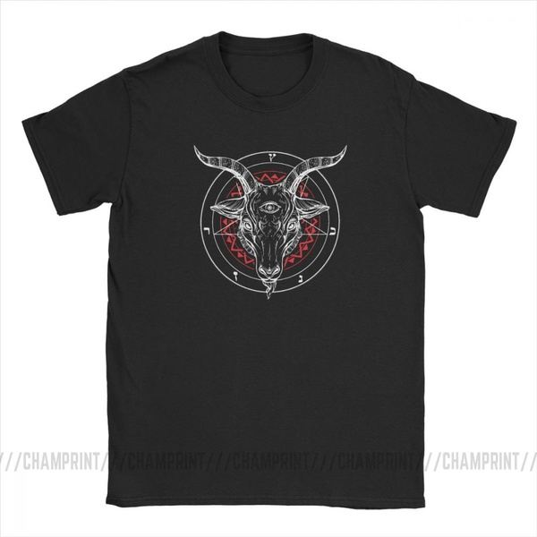 Satanic Goat Baphomet T Shirts Lucifer Novelty Designe Men's Tees Short ...