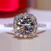 Exquisite Engagement Ring Simple Design Square Diamond Ring Wedding ...
