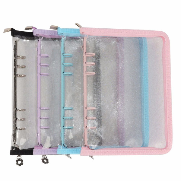 Transparent Korean 6 Hole Binder Clip Handbook Stationery PVC Loose ...