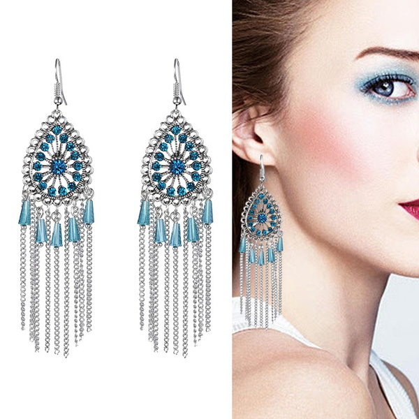 2pcs/Set Water drop-shaped Ethnic Earing Long Boho Earing retro earring ...