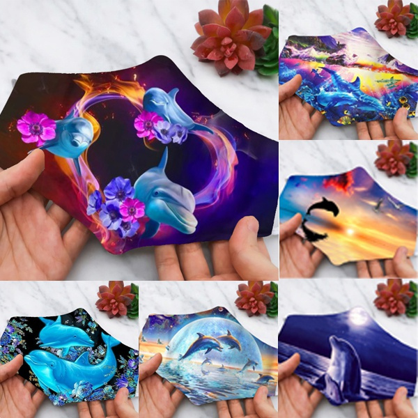 Dolphin Face Mask, Sea Animal Gift, Washable Reusable Cotton Face Mask ...