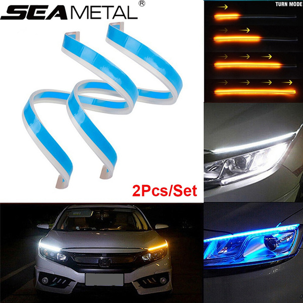 2PCS/Set Cars DRL LED Daytime Running Lights Auto Flowing Turn Signal ...