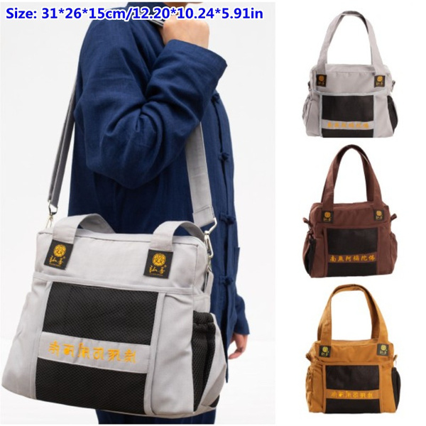 Embroidery Canva Shoulder Bag Kung Fu Handbag for Shaolin Temple Zen ...
