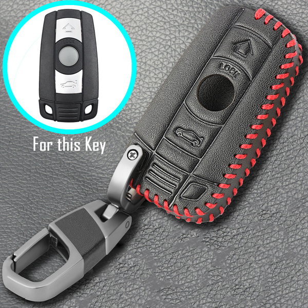 Leather Remote Car Key Case Fob Cover for BMW 1 3 5 6 7 Series E90 E91 ...