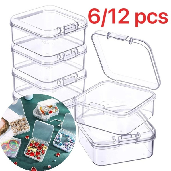 6/12 Pcs Simple Transparent Rectangle Plastic Box Beads Jewelry Diy ...
