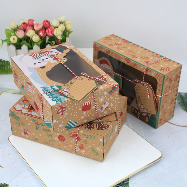 12/6/3 Pcs Kraft Paper Portable Christmas Gift Box Party Favor Holders ...