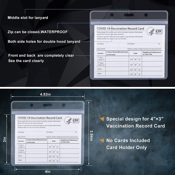 10 PCS CDC Vaccination Card Protector, 4 X 3 in Immunization Record ...