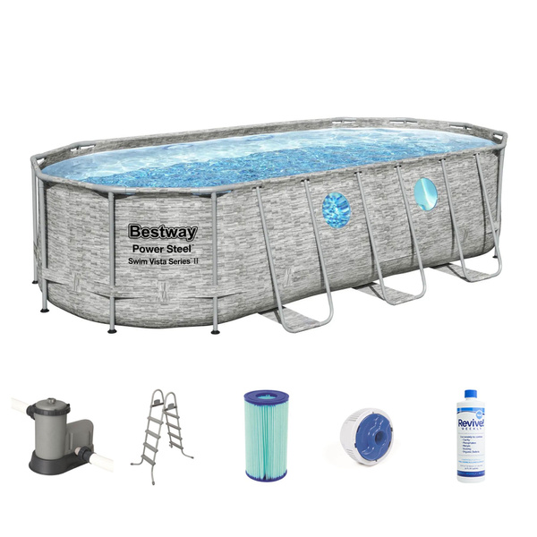 Bestway Power Steel Swim Vista 18ft x 9ft x 48in Above Ground Swimming ... Bestway Power Steel Swim Vista 18ft x 9ft x 48in Above Ground Swimming ...