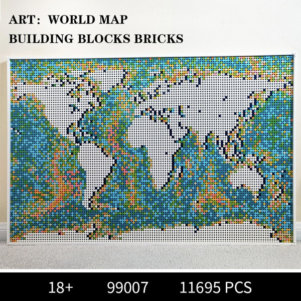 2021 NEW ART MOC Understanding World Map Mosaic Circular Building ...