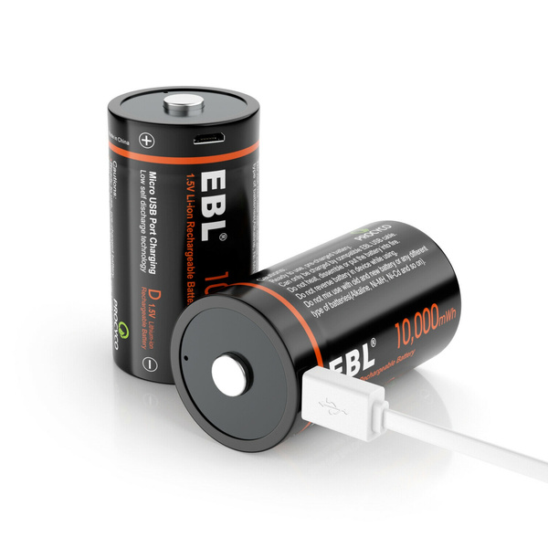2pc Usb Rechargeable D Batteries 10000mwh 1.5v Long Lasting D Cell Li-ion Batery | Wish