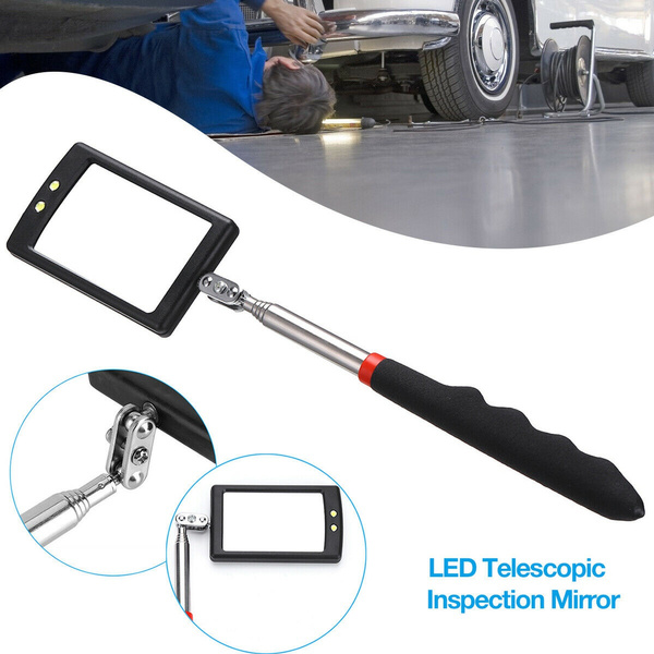 Led Lighted Inspection Mirror Telescoping Illuminate Swivel Light ...