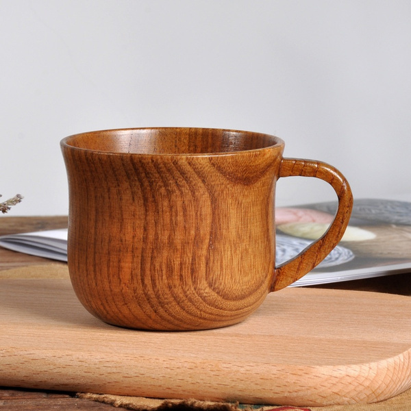 Wooden Handmade Water Coffee Mug Cup Tea Beer Juice Milk Mugs Drink ...