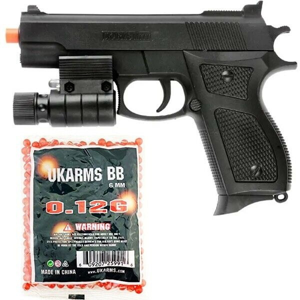 Airsoft Tactical Spring Pistol Hand Gun W/ 1000 Bbs Laser Flashlight ...