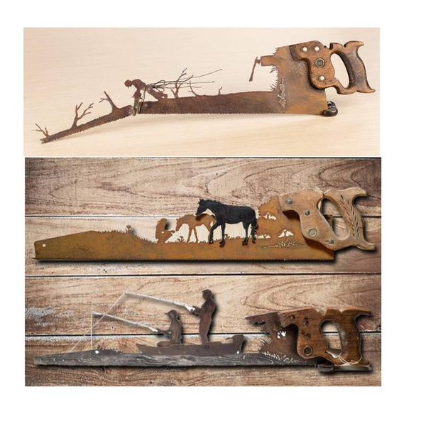 Saw Metal Art,Father'S Day Unique Gift,Rustic Look Hanging Ornament ...