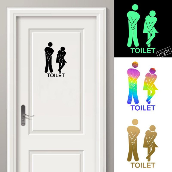 1PC Fashion Toilet Door Stickers Man/Women Bathroom Night Reflective ...