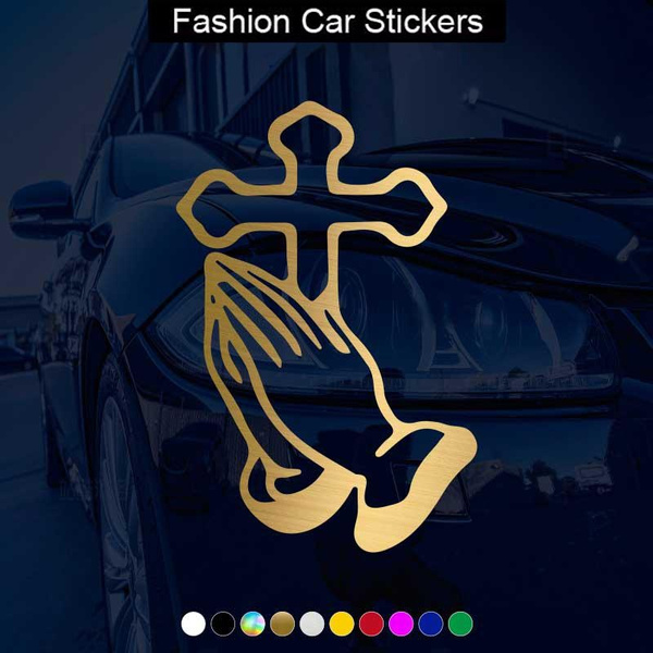 1PC Cross Praying Hands Christian Car Stickers Classic Automobile ...