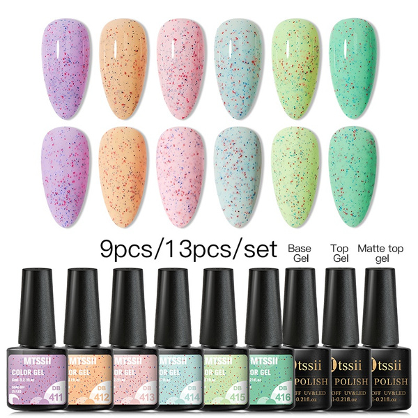 MTSSII 9/13PCS Gel Nail Polish Kit All For Nails Art Manicure With Matt Base Top Coat Semi ...