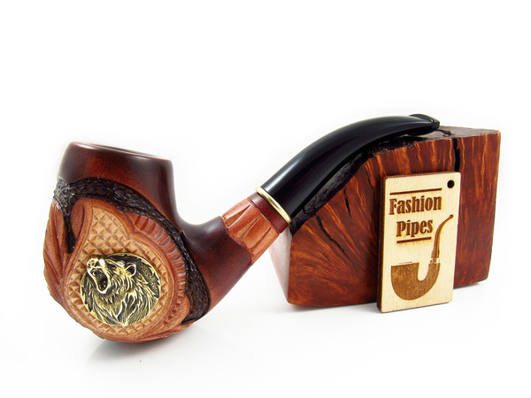 Fashion NEW Pipe Tobacco Metal Grizzly "BEAR" Wooden Smoking Tobacco ...