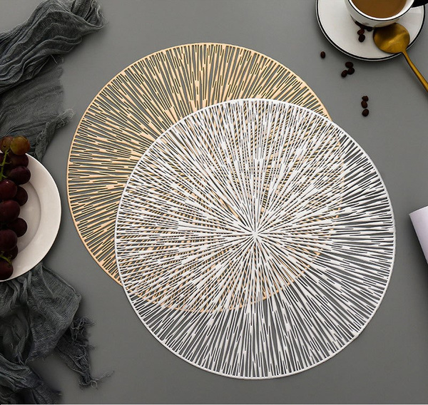 2PCS Round / Rectangle Placemats Restaurant Hotel Hollow PVC Decoration ...