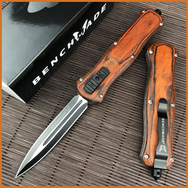 Wood Handle OTF Assisted Tactical Knife Automatic Knives Switchblade ...