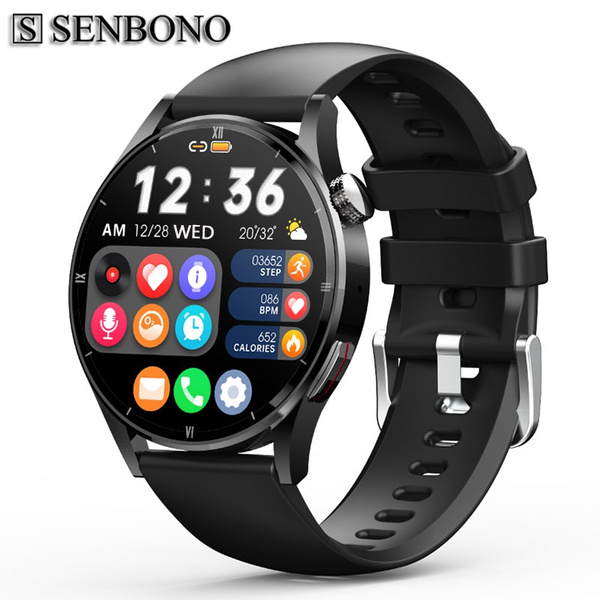 SENBONO New 2022 Men Smart Watch Full Screen Touch Heart Rate Oxygen ...