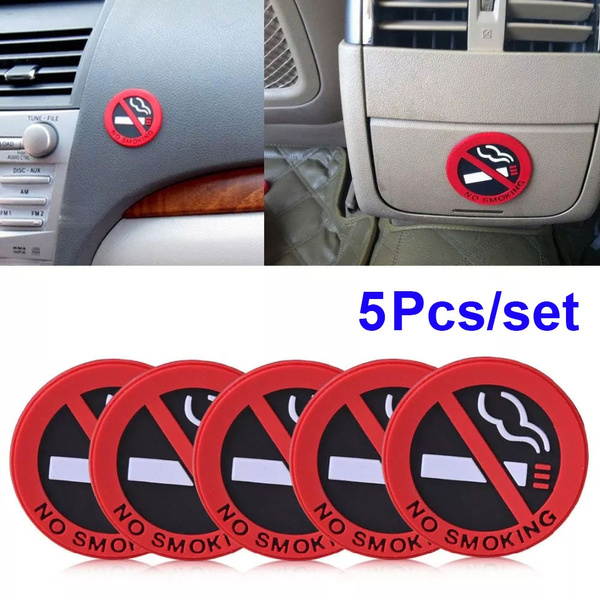 5PCS Auto Car Rubber Stickers No Smoking Sign Warning Office Shop Car ...