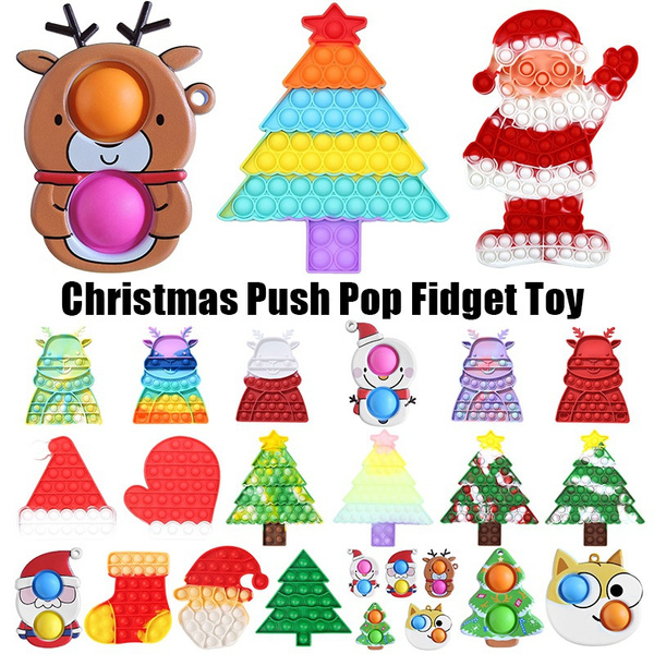 Santa Claus Christmas Tree Push Pop Fidget Toy, Christmas Elk Snowman ...