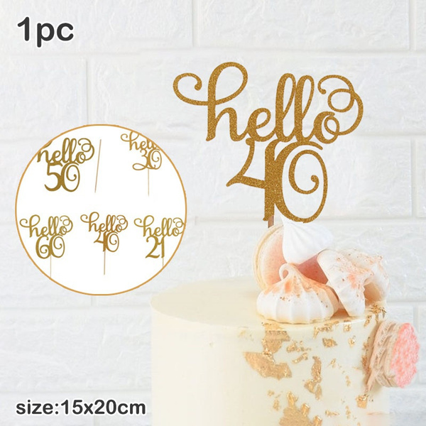 21 30 40 50 60 Number Cake Paper Topper Birthday Cake Flag Happy ...