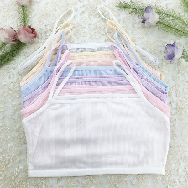 School Student Girls Sport Training Bra Spaghetti Strap Bandeau Cami ...