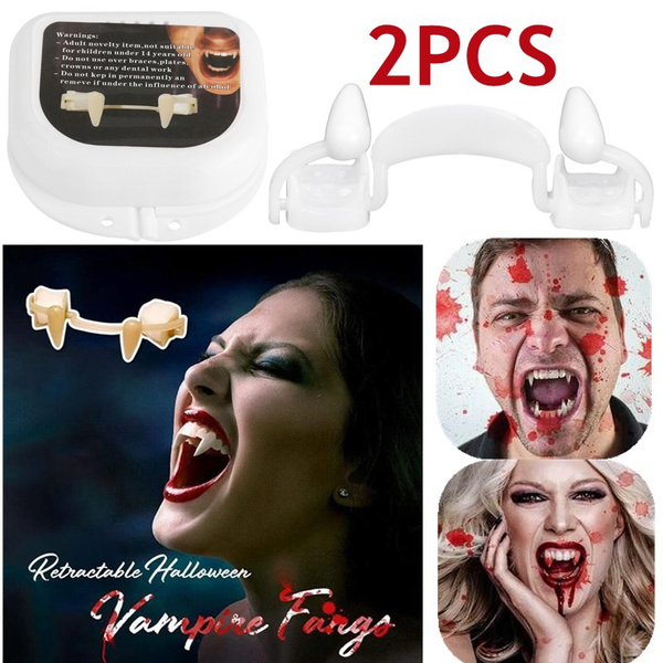 2Pcs Or 1Pc Vampire Fangs, Halloween Retractable Plastic Silicone ... 2Pcs Or 1Pc Vampire Fangs, Halloween Retractable Plastic Silicone ...