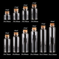 5 pieces 10ml/15ml/20ml/25ml/30ml/40ml/45ml/50ml/55ml/60ml Cute Clear Glass Bottles with Cork ...