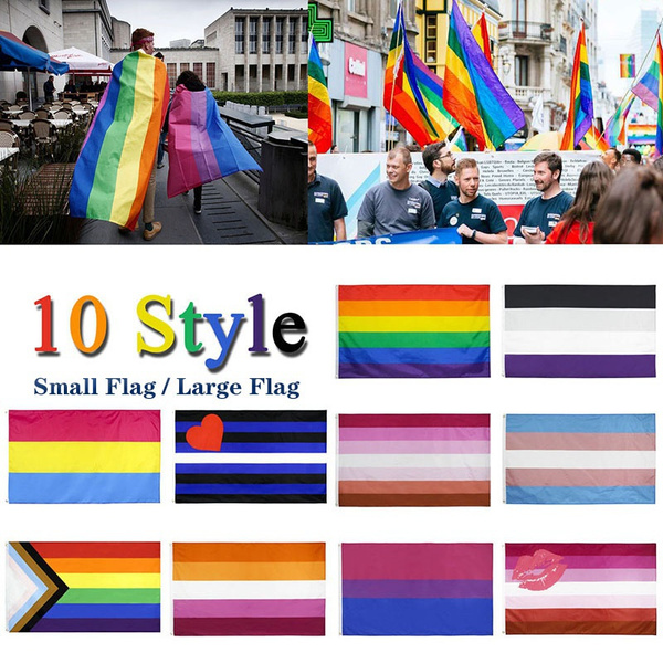 90x150cm LGBT Banners Gay Pride Flag Rainbow Flag Lesbian Flag 14x21cm ...