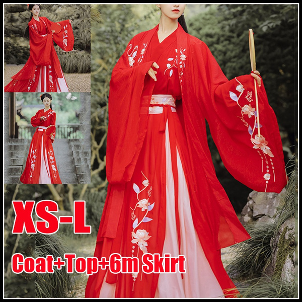 Chinese Style Hanfu Red Color Fairy Costume Chinese Traditional Wedding ...
