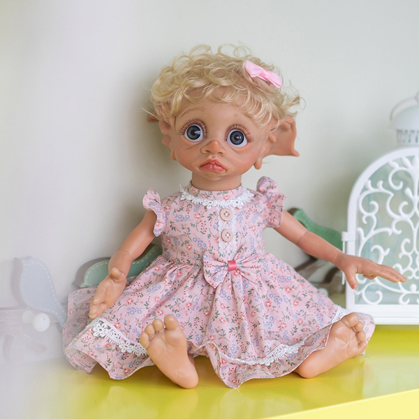 43cm Cute Lifelike Elf Baby Doll Handmade Cloth Body Reborn Elf Baby ...