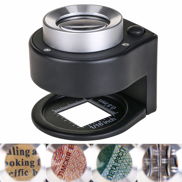 New Mini 30X 6 LED UV Magnifying Glass Optical Glass Lens Coin Stamps ...