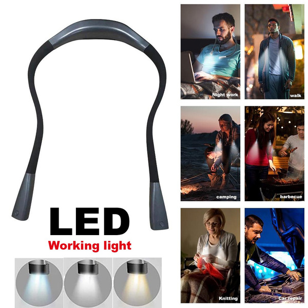 Flexible Hanging Neck Light Reading Light Rechargeable 4 LED Book Light ...