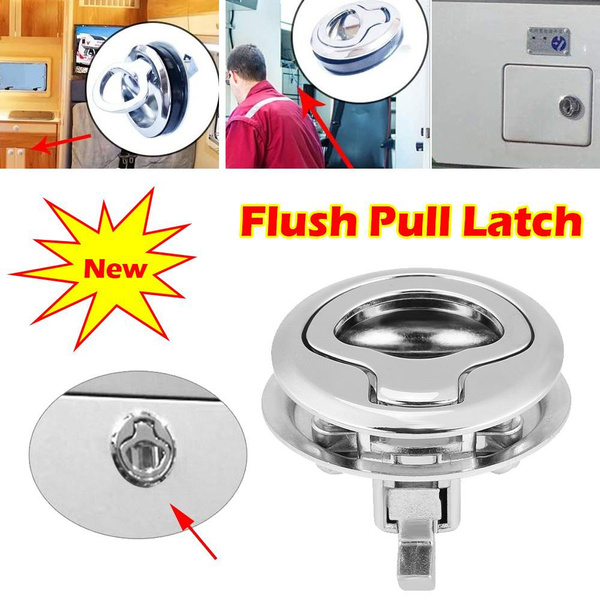Stainless Steel Round Flush Pull Latch Hidden Recessed Boat Slam Latch ...