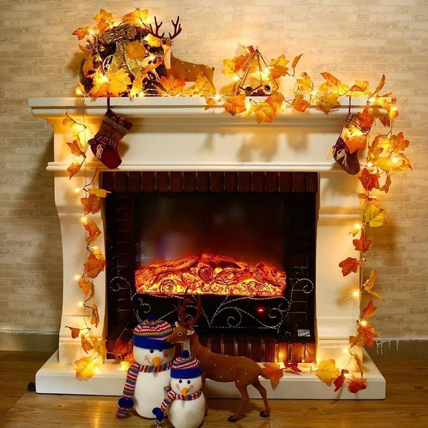 2M LED Autumn Maple Leaves Light Garland Decoration for Room Halloween ...