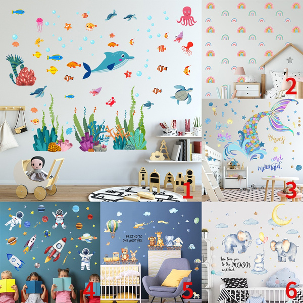 15 Style Children Cartoon Whale Wall Sticker Dinosaur Bedroom Sticker ...