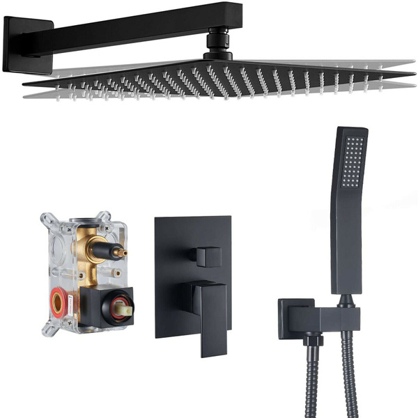 Wall Mount/ Ceiling Shower Faucets Sets Complete Matte Black Shower ...