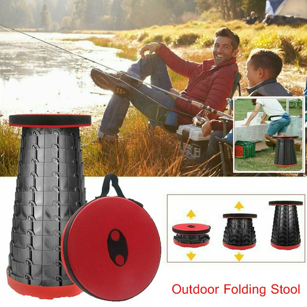 Portable Folding Stool Telescoping Seat Camping Retractable Adjustable ...