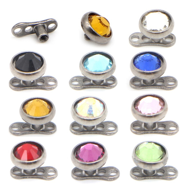 Alisouy 1pc Titanium Piercing Micro Dermal Gem Micro Dermal Anchor ...