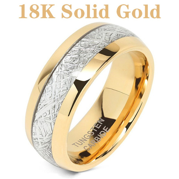 Men's 8MM Ring Tungsten Steel Carbide Rings Inlay Meteorite Stone ...