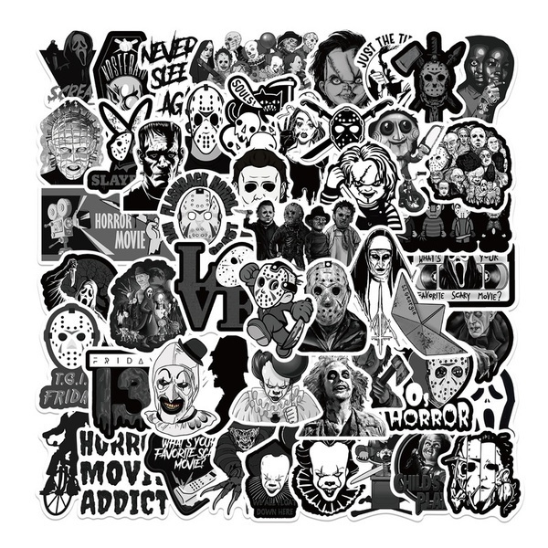 Horror Movie Graffiti Stickers Halloween Can Decorate Motorcycle Luggage Stickers PVC Waterproof ...