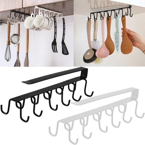 Double-row Shelf Storage Clothes Hanging Wardrobe Kitchen Organizer Cup ...